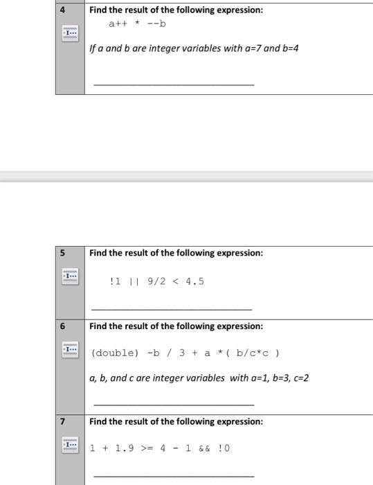 Solved Find the result of the following expression: a++ * | Chegg.com