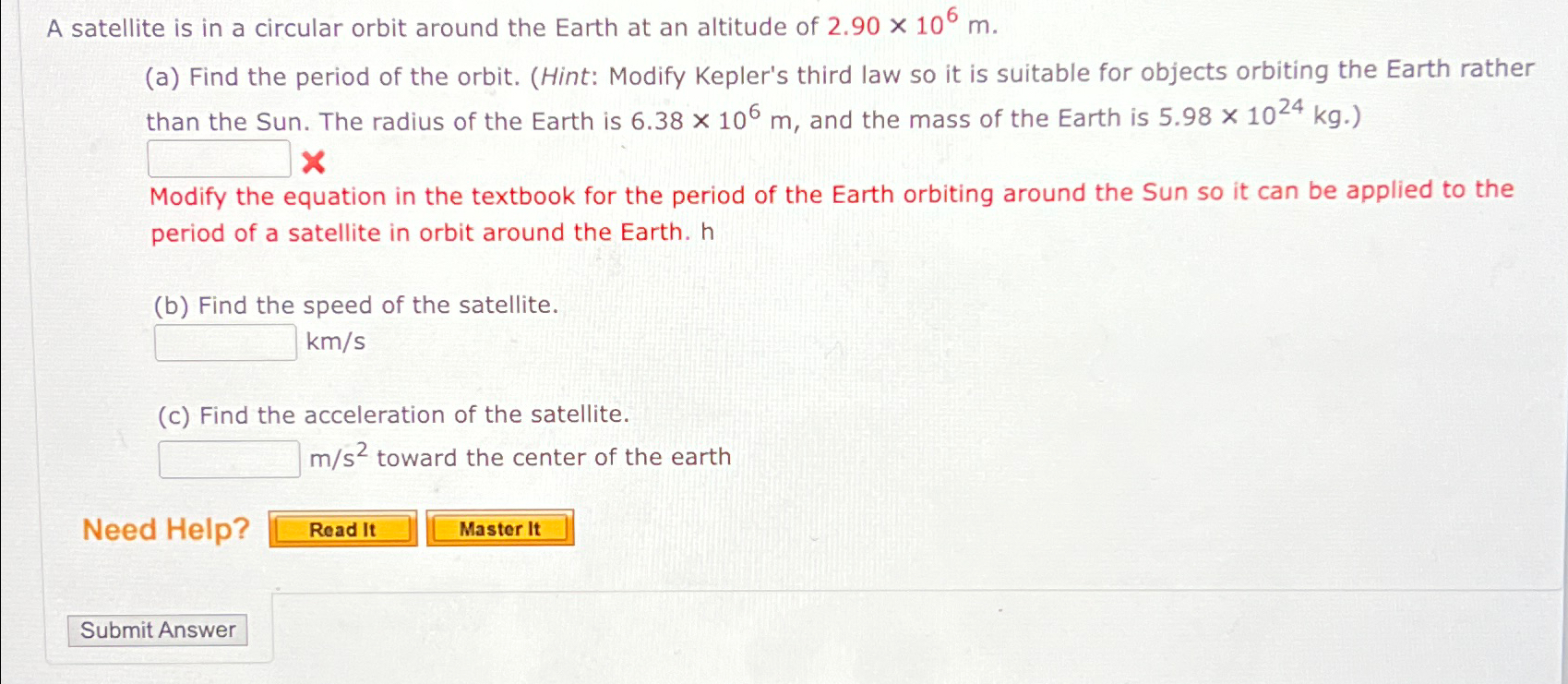 Solved A satellite is in a circular orbit around the Earth | Chegg.com