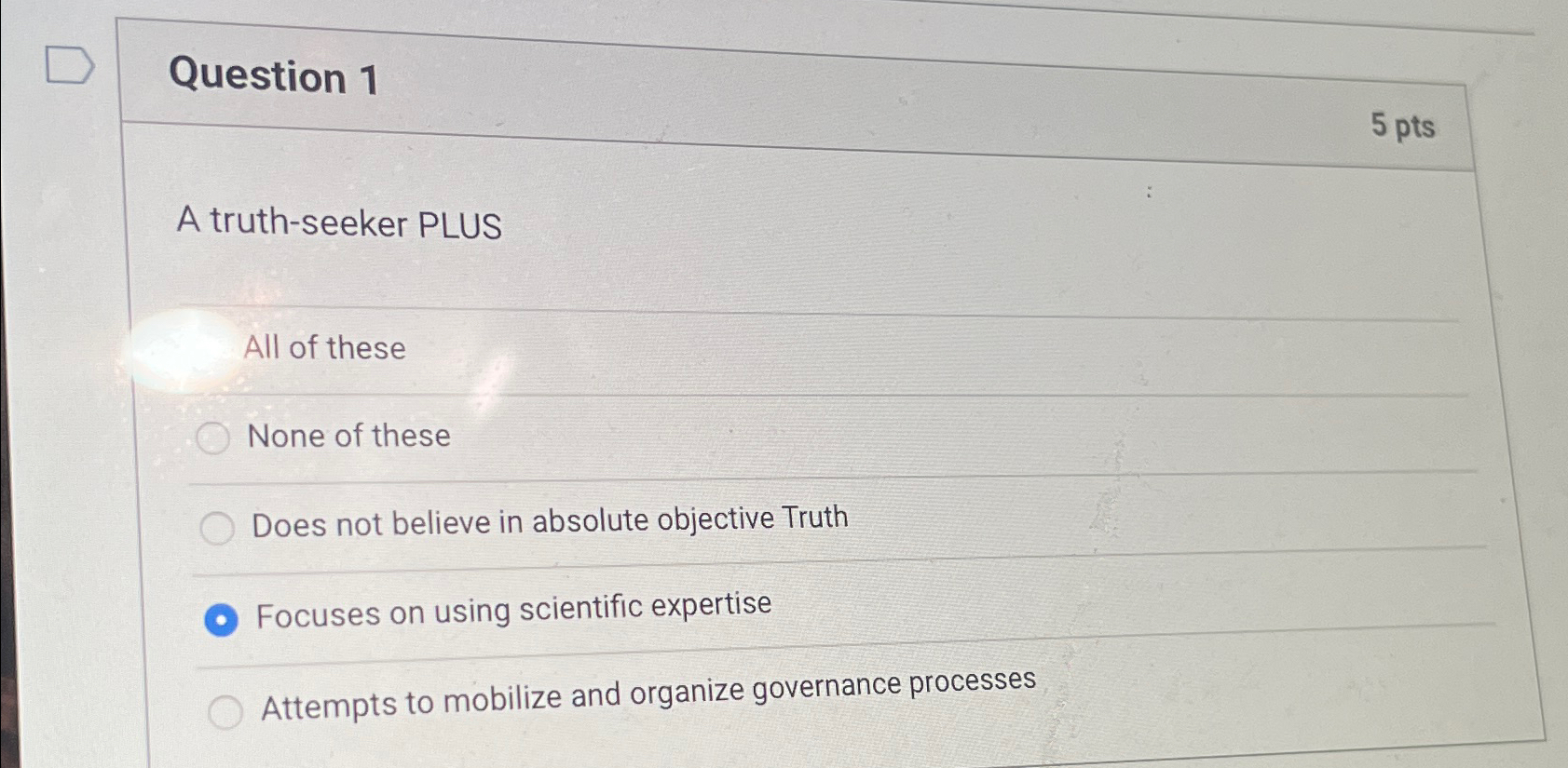 Solved Question 15 ﻿ptsA truth-seeker PLUSAll of theseNone | Chegg.com
