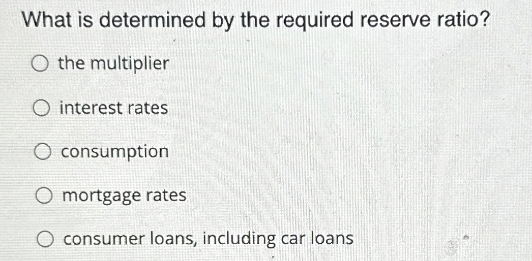 Solved What is determined by the required reserve ratio?the | Chegg.com