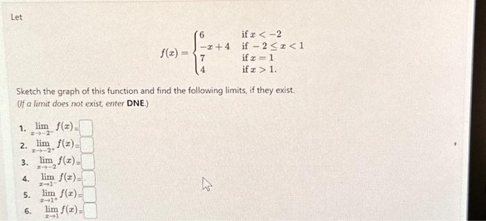 Solved Let 1. _lim_ f(x)= 2. lim f(x)= x→-2+ 3. 4. lim f(x)= | Chegg.com
