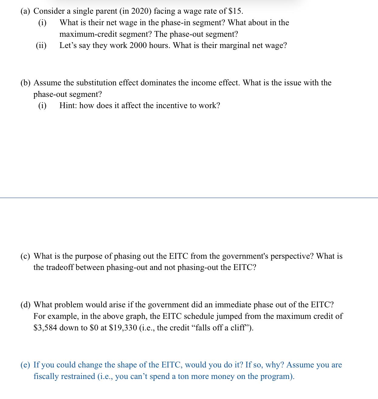 Solved (a) ﻿Consider a single parent (in 2020) ﻿facing a | Chegg.com