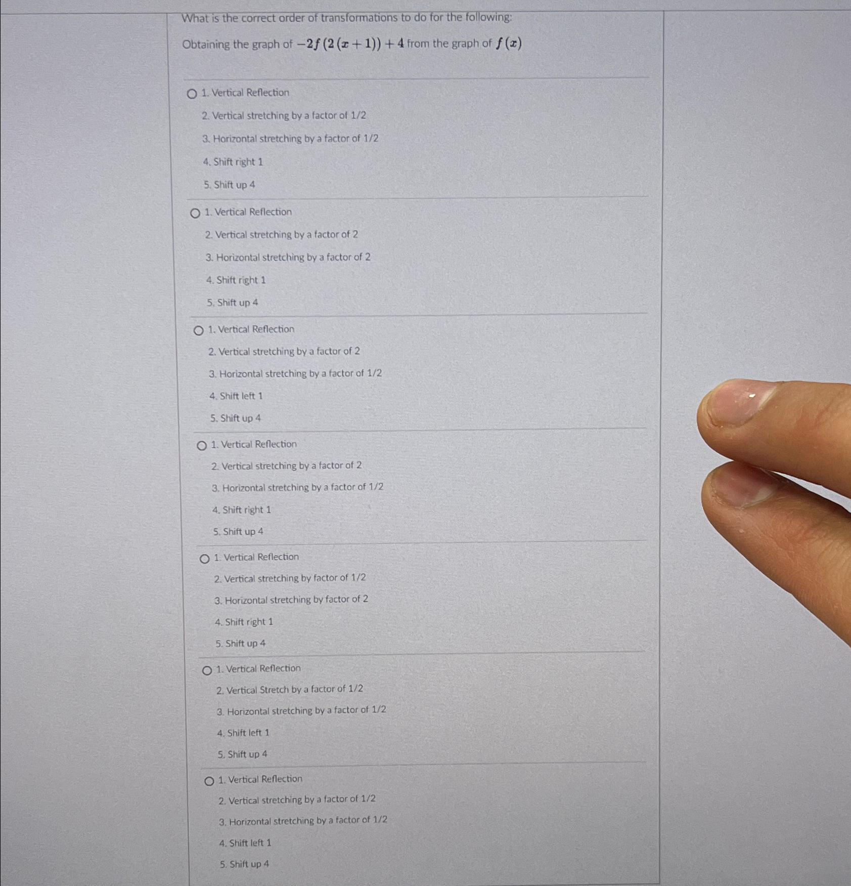Solved What is the correct order of transformations to do | Chegg.com