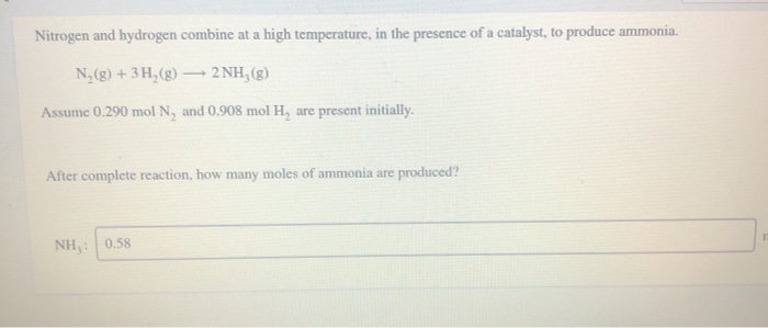 Solved Nitrogen and hydrogen combine at a high temperature, | Chegg.com
