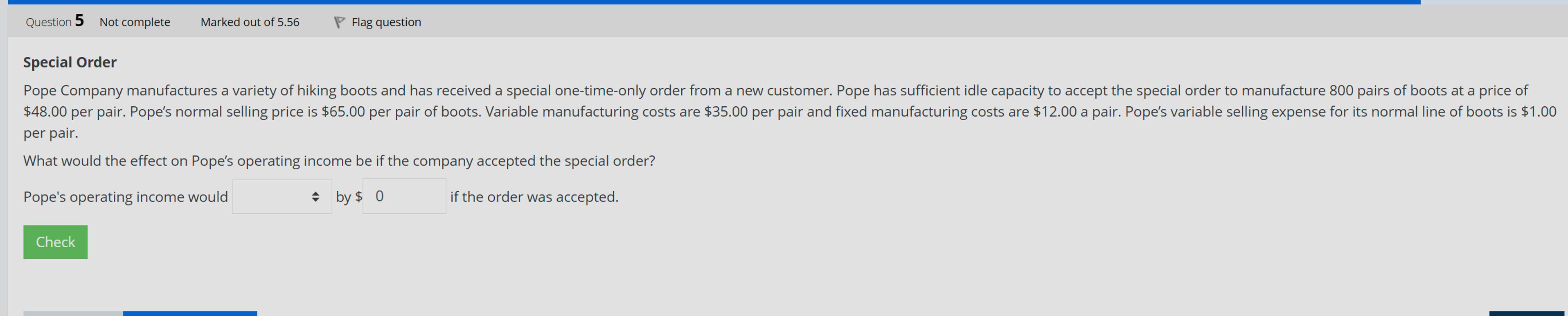 Solved Special Order per pair.What would the effect on | Chegg.com