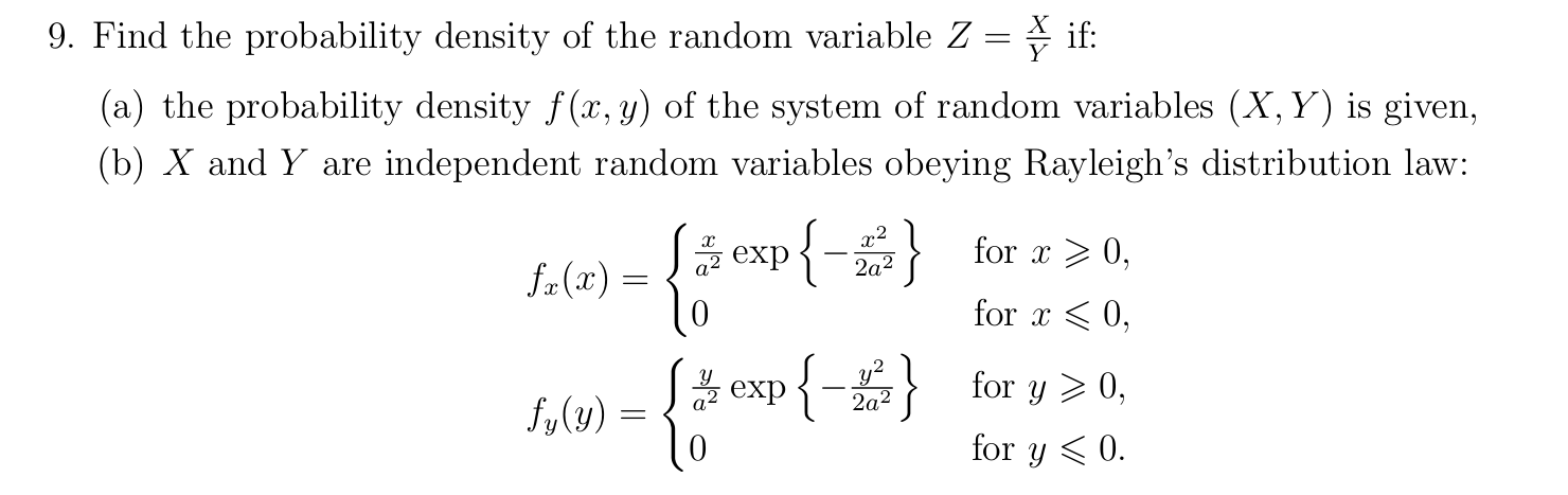 Solved Find the probability density of the random variable | Chegg.com