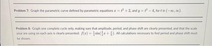 Solved Problem 7: Graph the parametric curve defined by | Chegg.com