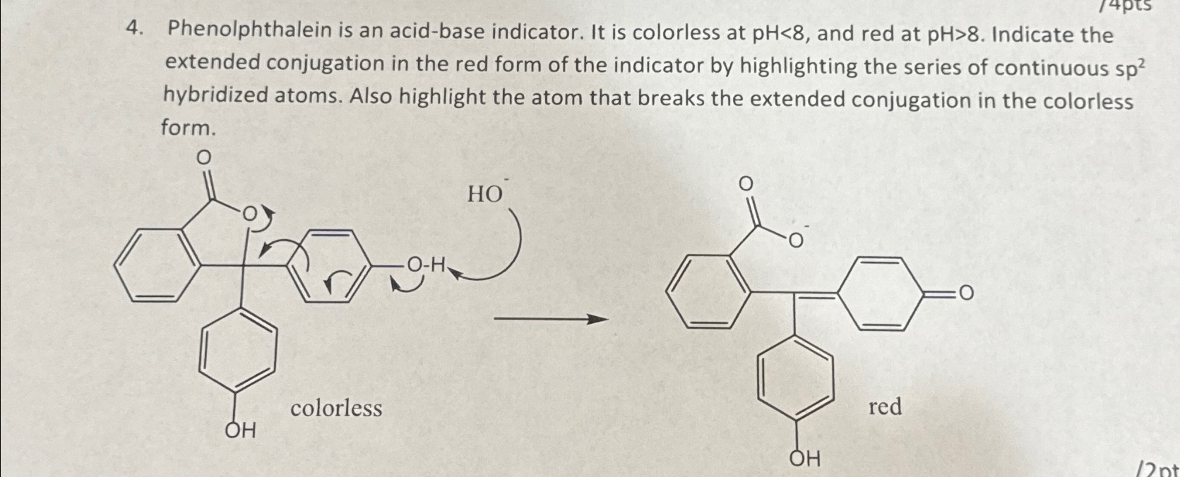 Solved Phenolphthalein is an acid-base indicator. It is | Chegg.com