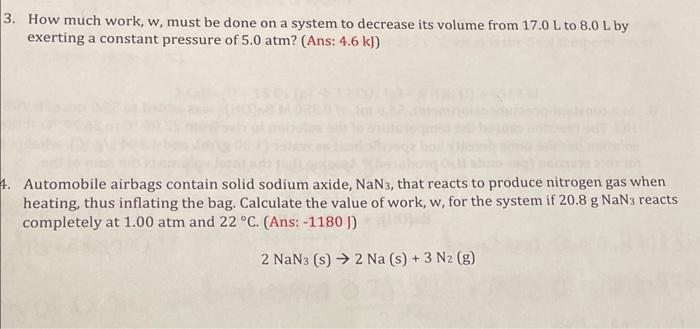 Solved 3. How much work, w, must be done on a system to | Chegg.com