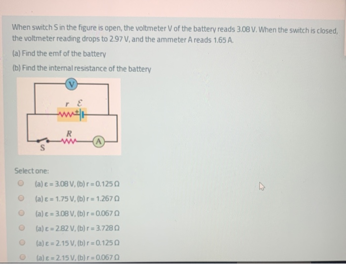 Solved When switch S in the figure is open, the voltmeter of | Chegg.com