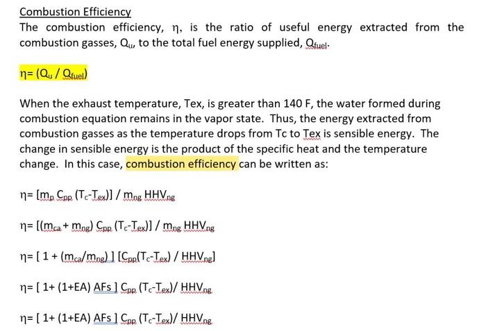 Solved 2) Make a graph showing combustion efficiency (on the | Chegg.com