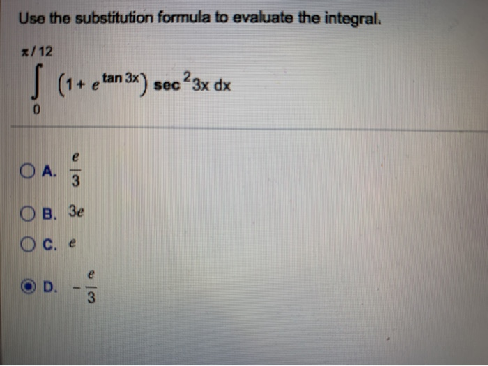 Solved Use the substitution formula to evaluate the integral | Chegg.com