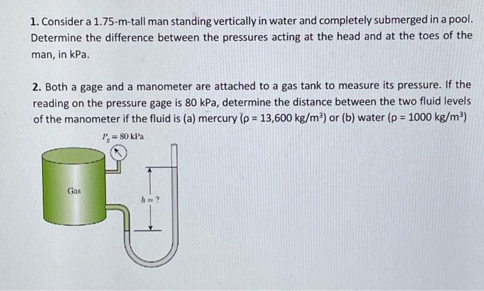Solved 1. Consider a 1.75−m-tall man standing vertically in | Chegg.com