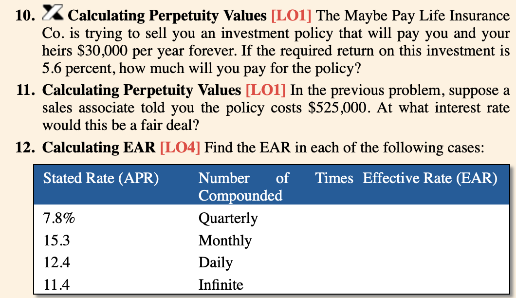 Solved 7 ﻿Calculating Perpetuity Values [LO1] ﻿The Maybe Pay | Chegg.com