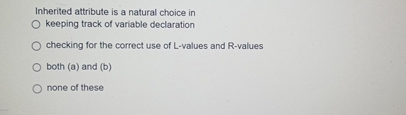 Solved Inherited attribute is a natural choice in keeping | Chegg.com