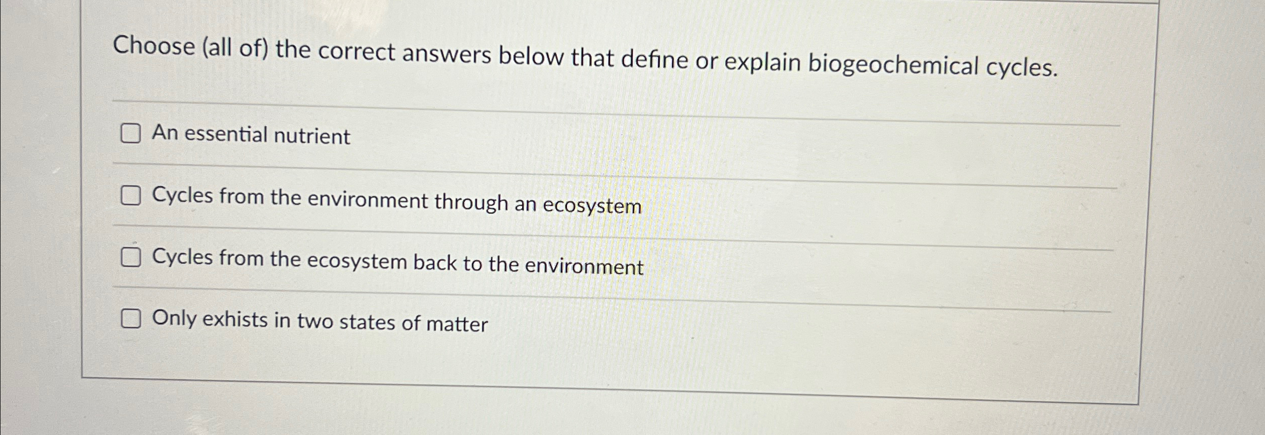 Solved Choose (all of) ﻿the correct answers below that | Chegg.com