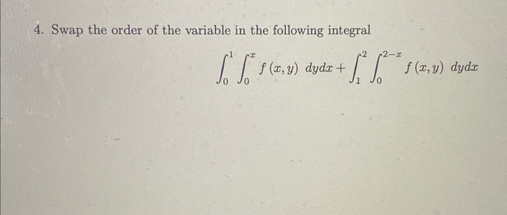 Solved Swap the order of the variable in the following | Chegg.com