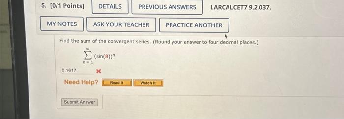 Solved Find the sum of the convergent series. (Round your | Chegg.com