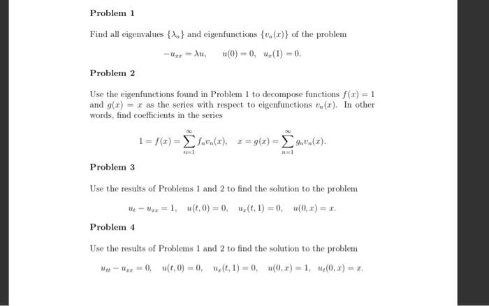Solved Find all eigenvalues {λn} and eigenfunctions {vn(x)} | Chegg.com ... Solved Find all eigenvalues {λn} and eigenfunctions {vn(x)} | Chegg.com ...