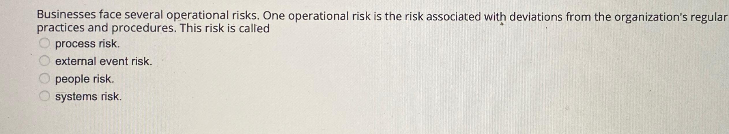 Solved Businesses face several operational risks. One | Chegg.com