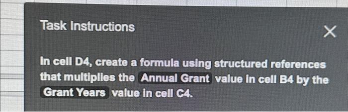 Solved Task Instructions In cell D4, create a formula using | Chegg.com