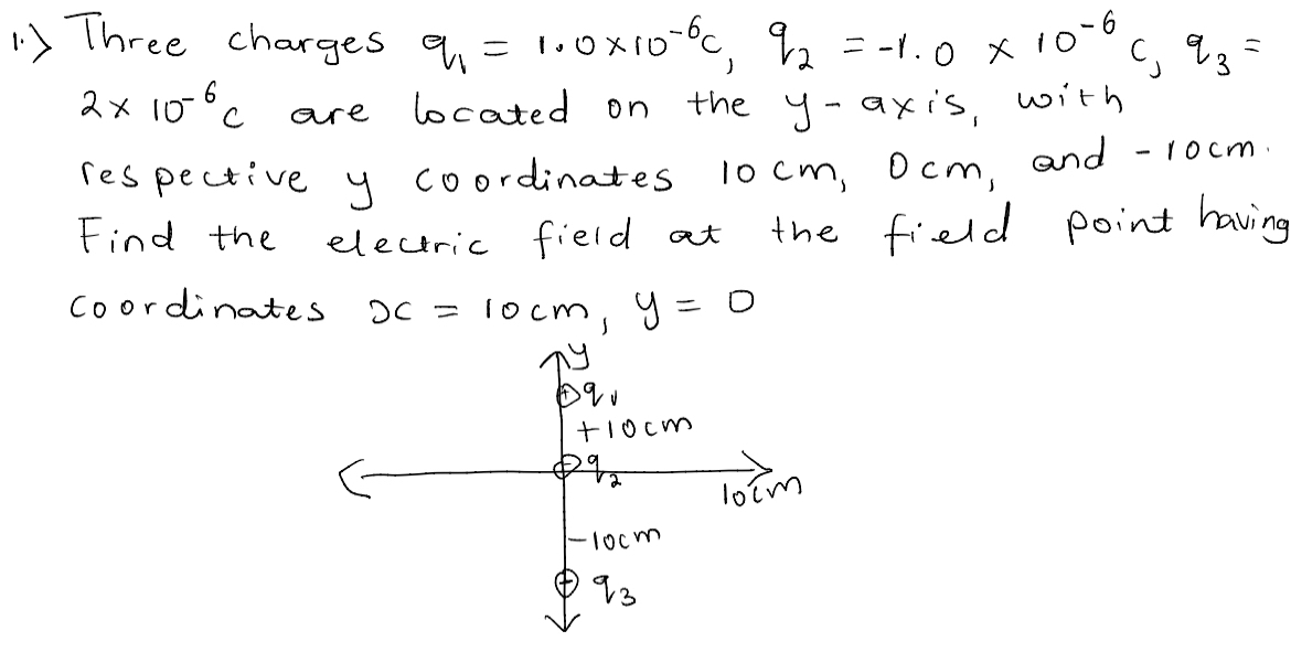 Solved 1.) ﻿Three charges | Chegg.com