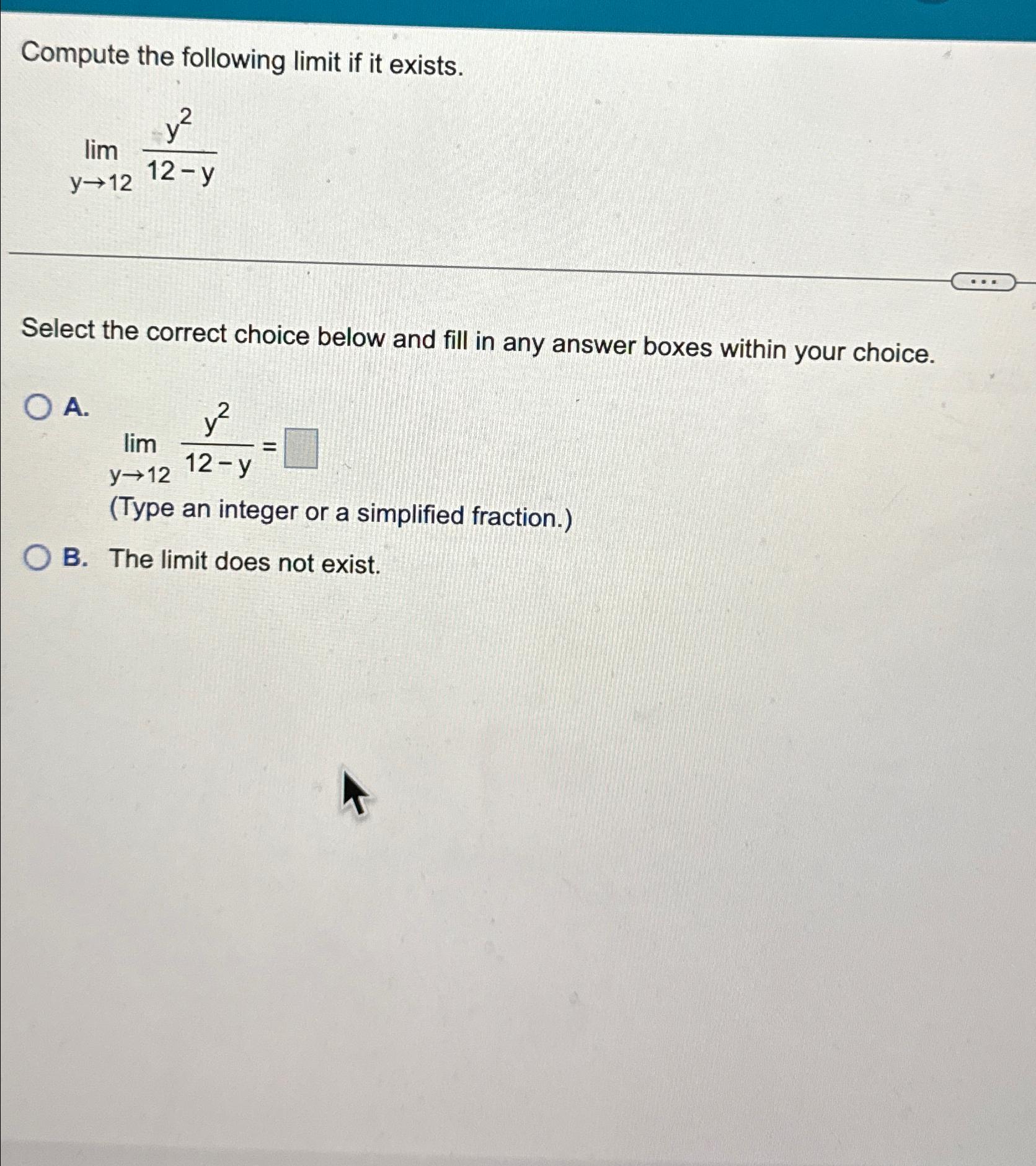 Solved Compute the following limit if it | Chegg.com
