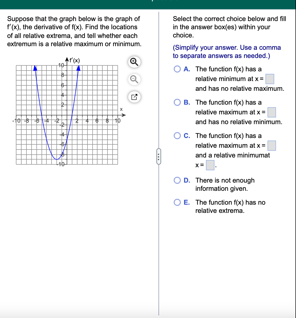 Solved Suppose that the graph below is the graph off'(x), | Chegg.com