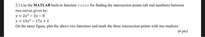 Solved use matlab built in function ROOTS plot the funtions | Chegg.com