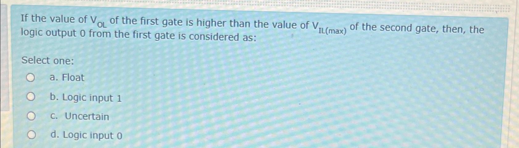 Solved If the value of VOL ﻿of the first gate is higher than | Chegg.com