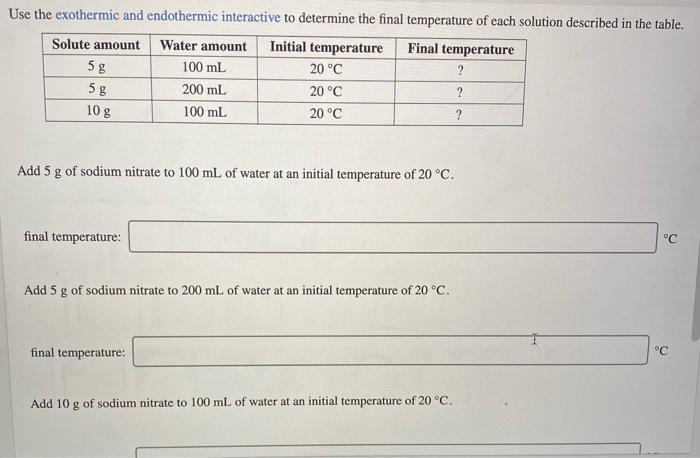 Solved Use the exothermic and endothermic interactive to | Chegg.com