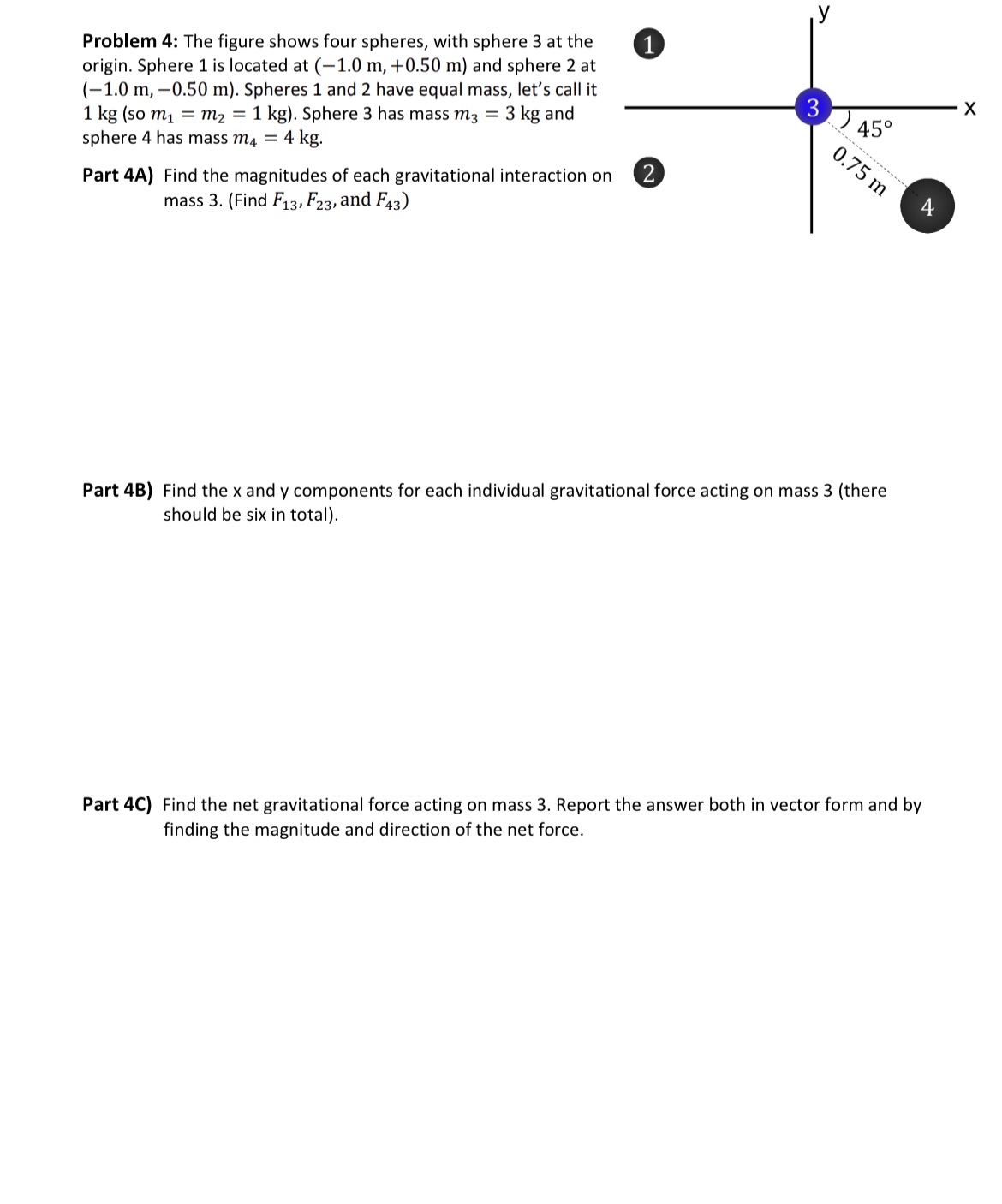 Solved Problem 4: The figure shows four spheres, with sphere | Chegg.com
