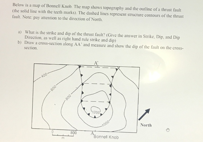 Solved Below is a map of Bonnell Knob. The map shows | Chegg.com