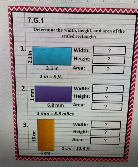 Solved 6 7.6.1 Determine the width, height, and area of the | Chegg.com