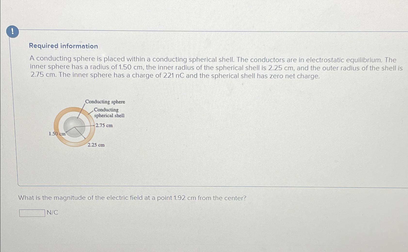 Solved !Required informationA conducting sphere is placed | Chegg.com