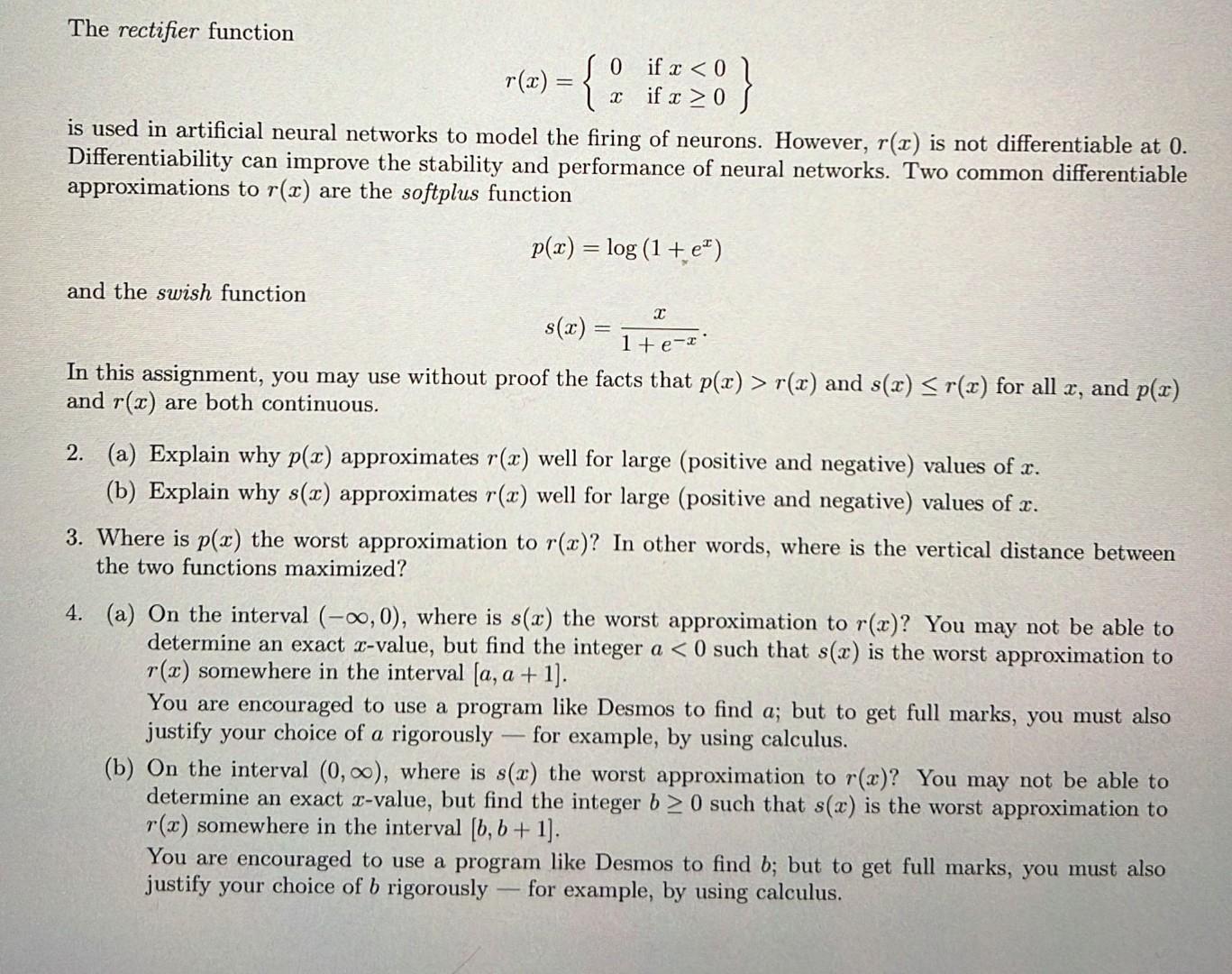 Solved The rectifier function r(x)={0x if x