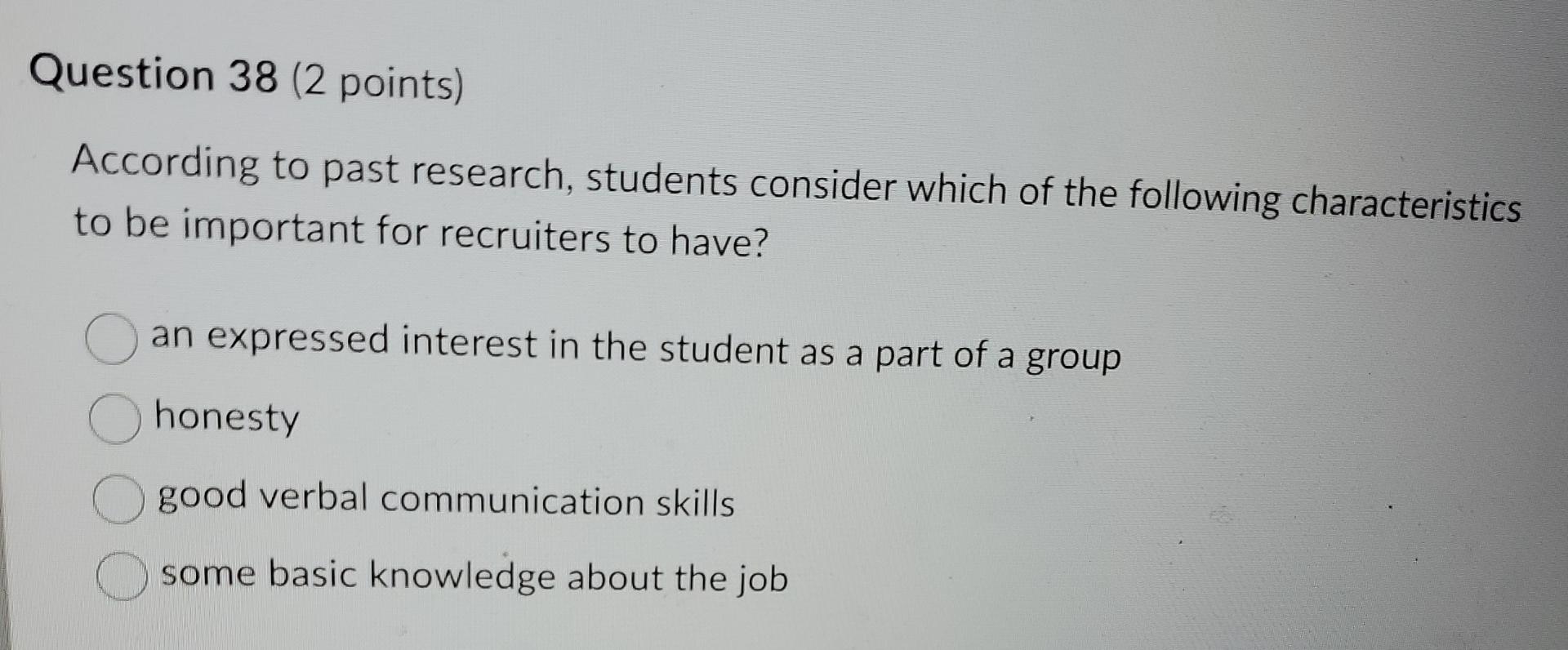 Solved Question 38 (2 ﻿points)According to past research, | Chegg.com