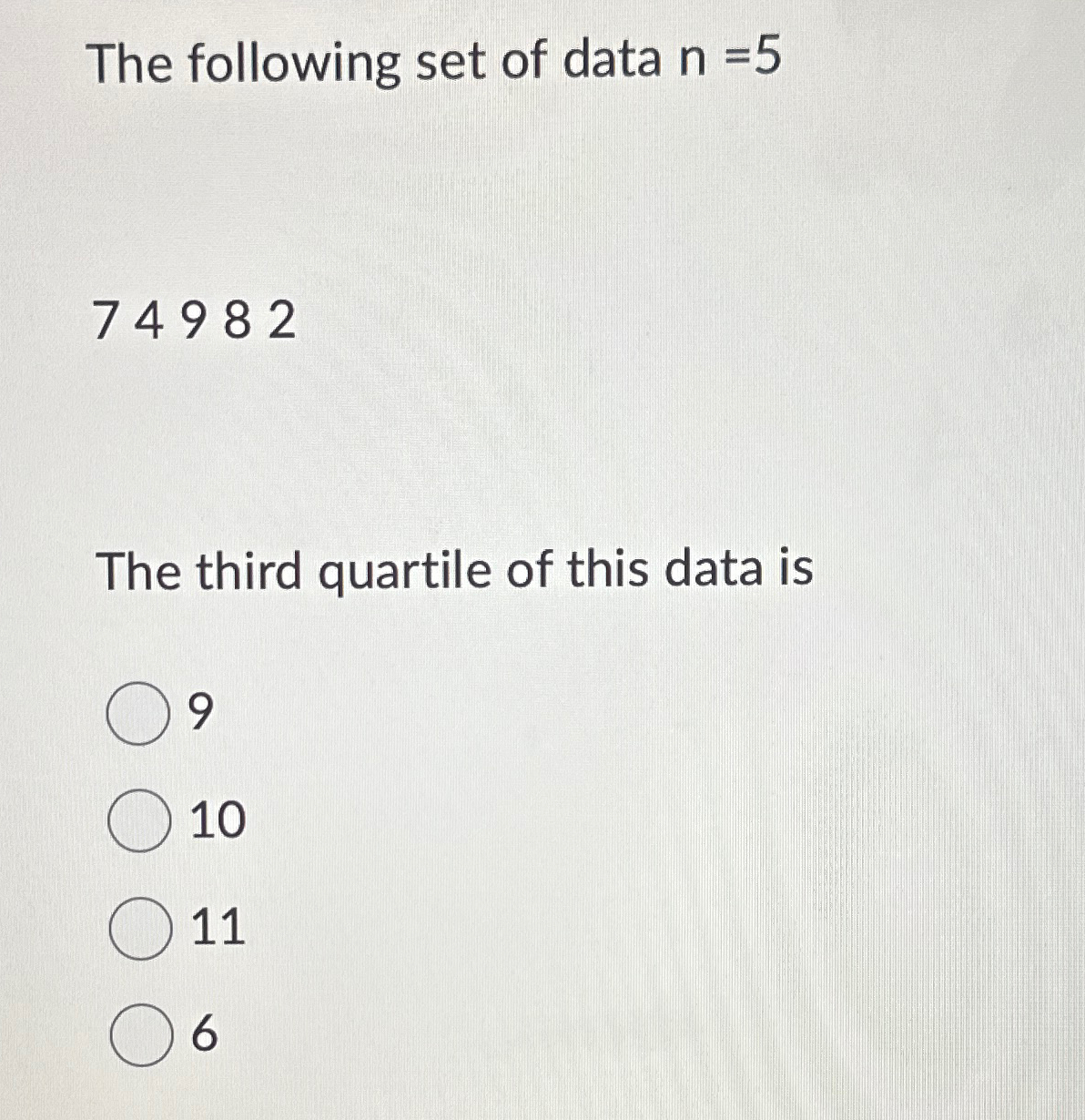 Solved The following set of data n=574982The third quartile | Chegg.com