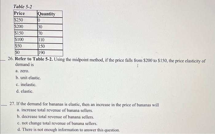 Solved Table 5-2 26. Refer to Table 5-2. Using the midpoint | Chegg.com Solved Table 5-2 26. Refer to Table 5-2. Using the midpoint | Chegg.com