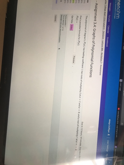 Solved ignment 3.4: Graphs of Polynomial Functions Given the | Chegg.com