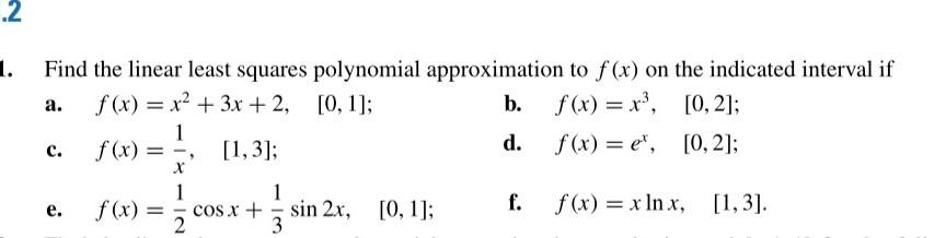 Solved Find the linear least squares polynomial | Chegg.com