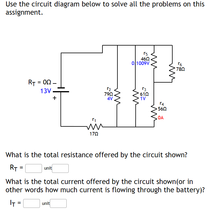 Use the circuit diagram below to solve all the | Chegg.com