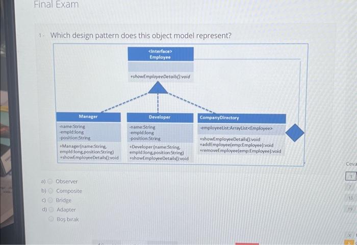 Solved 1. Which design pattern does this object model | Chegg.com