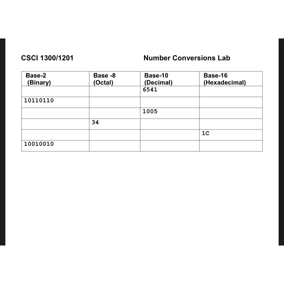Solved Convert the given number to the other 3 ﻿bases | Chegg.com