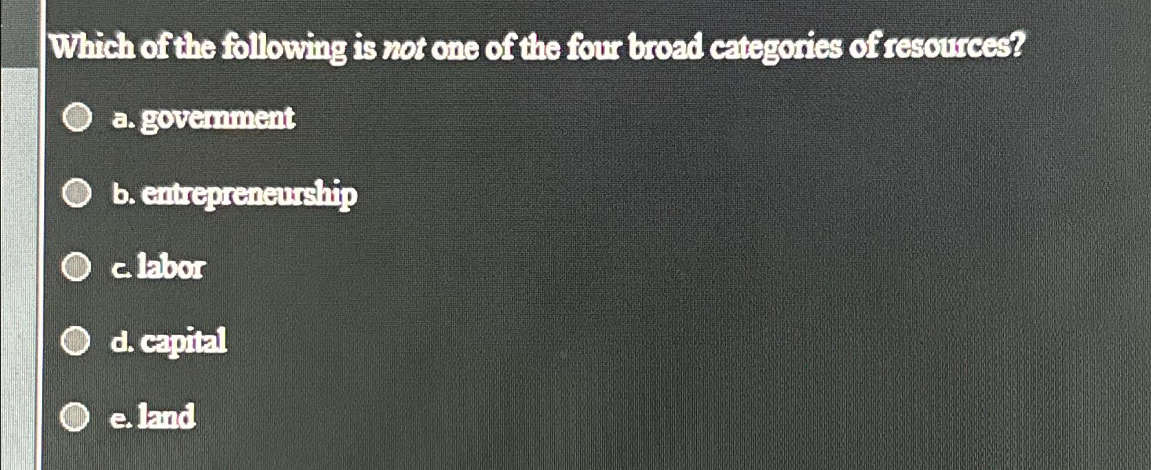 Solved Which of the following is not one of the four broad | Chegg.com