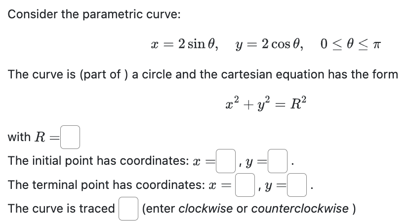Solved Consider the parametric | Chegg.com