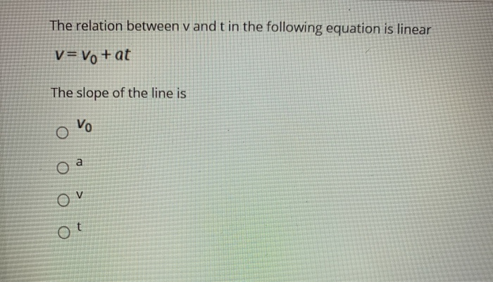 Solved The relation between v and t in the following | Chegg.com