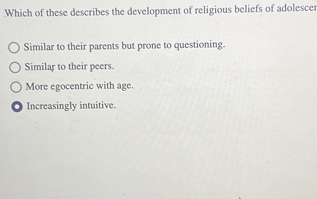 Solved Which of these describes the development of religious | Chegg.com