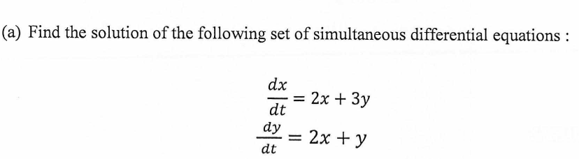 Solved (a) ﻿Find the solution of ﻿the following set of | Chegg.com