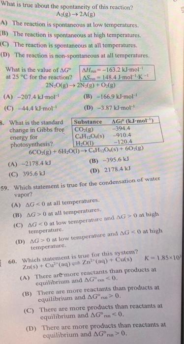 Solved What is true about the spontaneity of this reaction? | Chegg.com